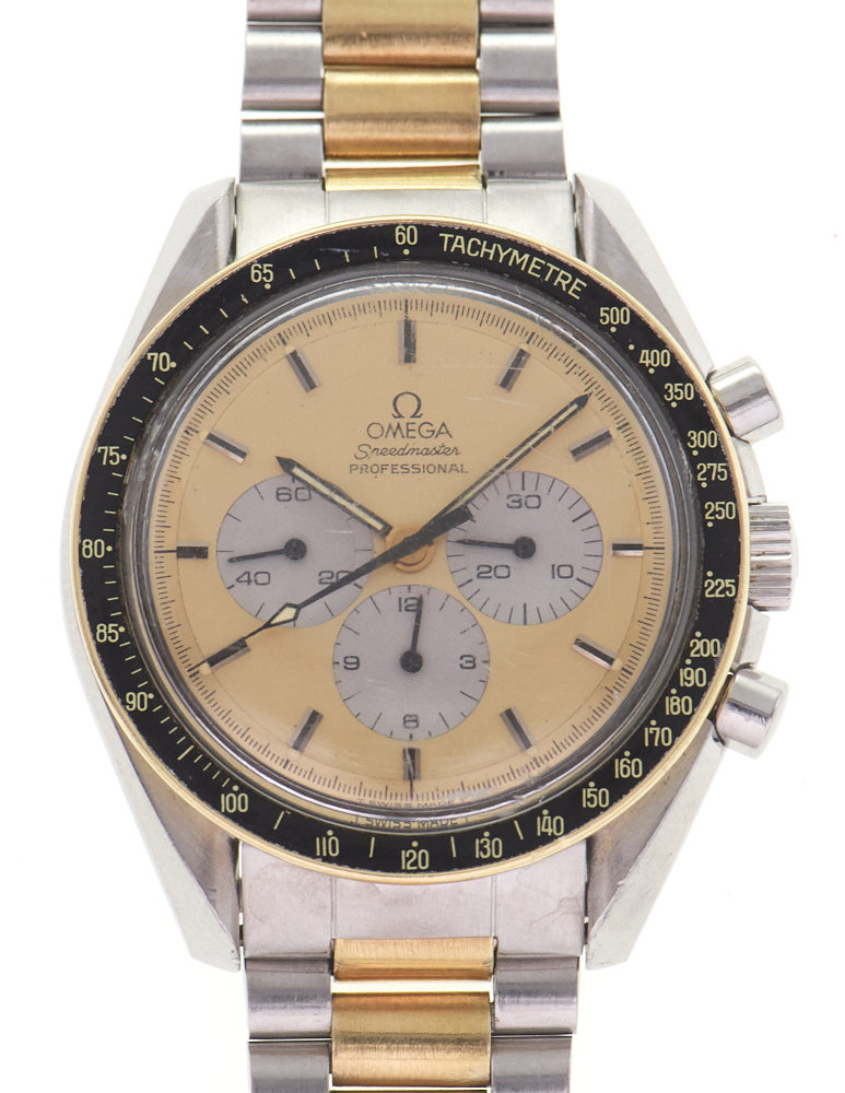 Omega Speedmaster Professional Moon DD145.022. 14k Gold/Stainless. Full Kit
